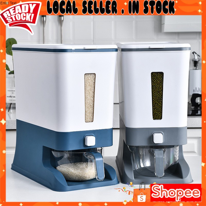 🌈[SALE]🔥 12KG Rice Dispenser Large Sealed Grain Container Storage ...