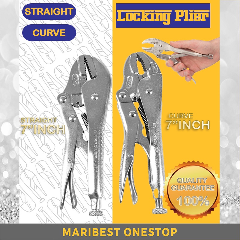Heavy Duty 7” Locking 250mm Curved Straight Jaw Locking Plier CR-V CR ...