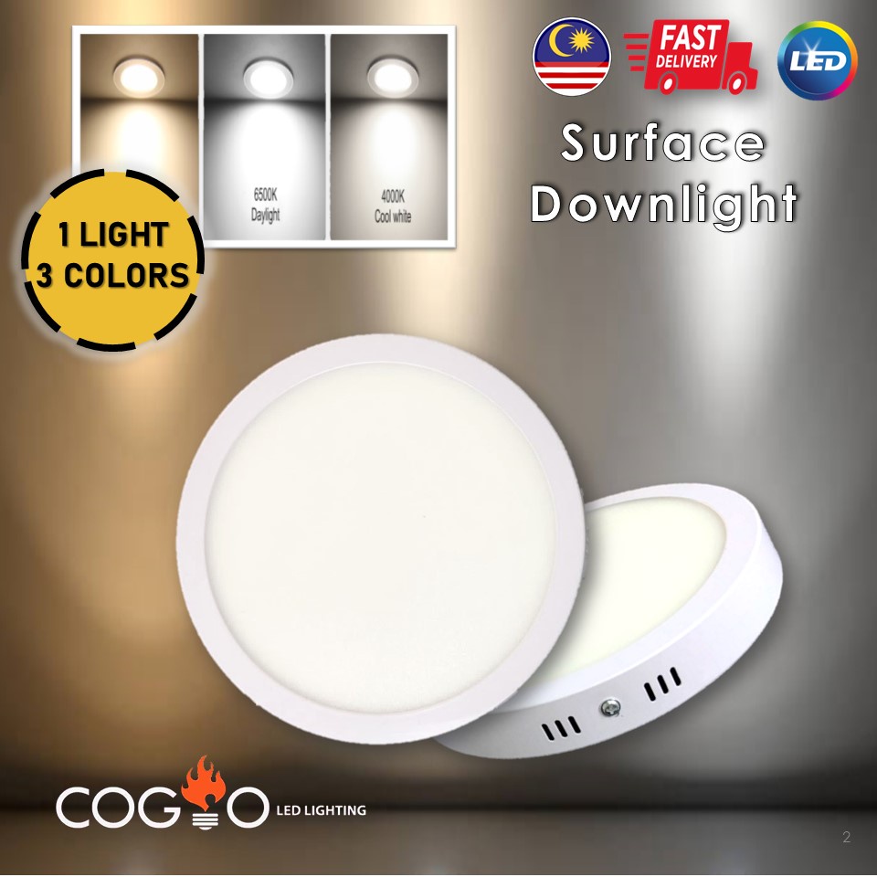 Surface Downlight Round LED Daylight Cool White Warm White 3 Color 12W ...