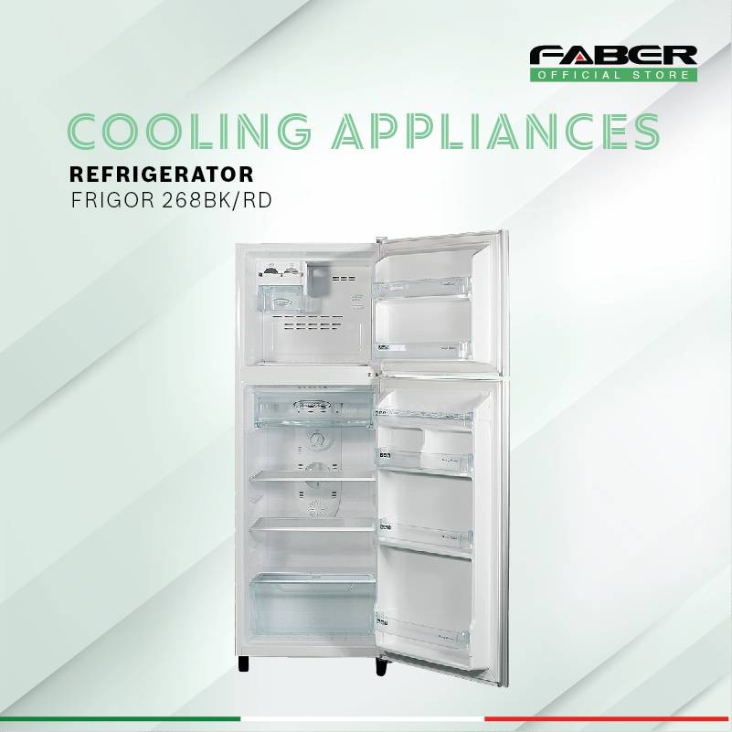 FABER 260L Refrigerator 2 Door Glass Door Fridge FRIGOR 268 RD / BK ...