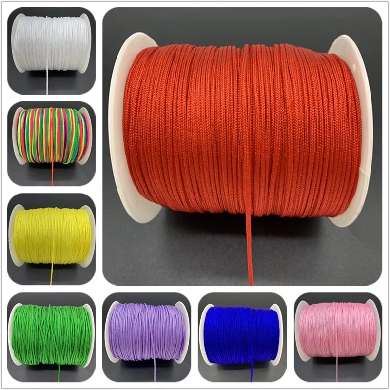 0.8mm 50m/roll Nylon Cord Thread Chinese Knot Macrame Cord Bracelet ...