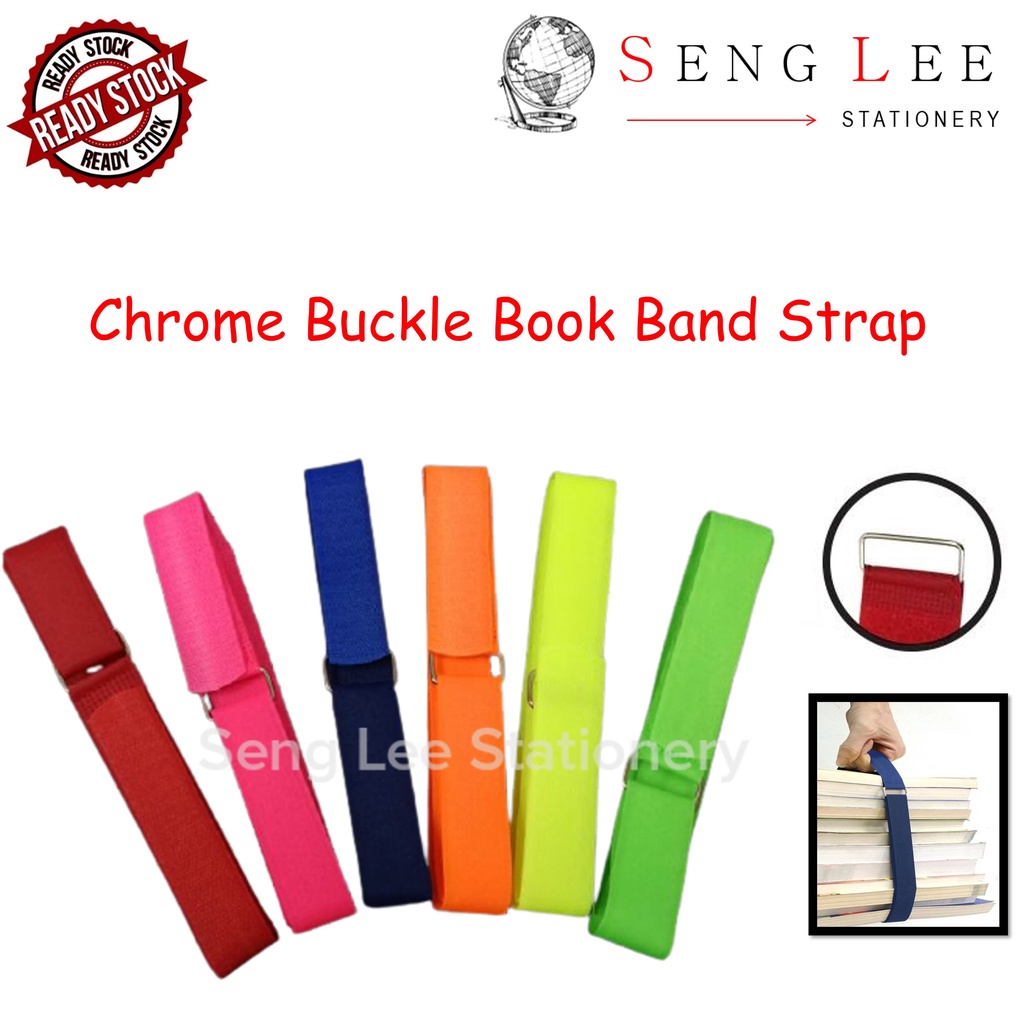 Chrome Buckle Book Band Strap Big 4cm x 75cm / Book Belt / Ikat Buku ...