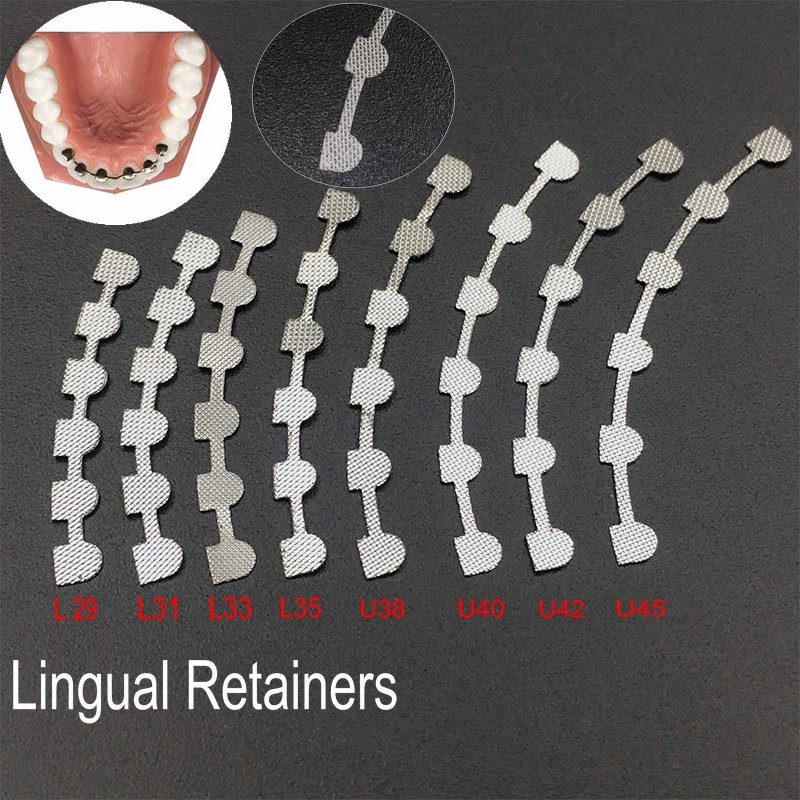 2Pcs Dental Orthodontic Bondable Lingual Retainer Mesh Base Upper/Lower ...