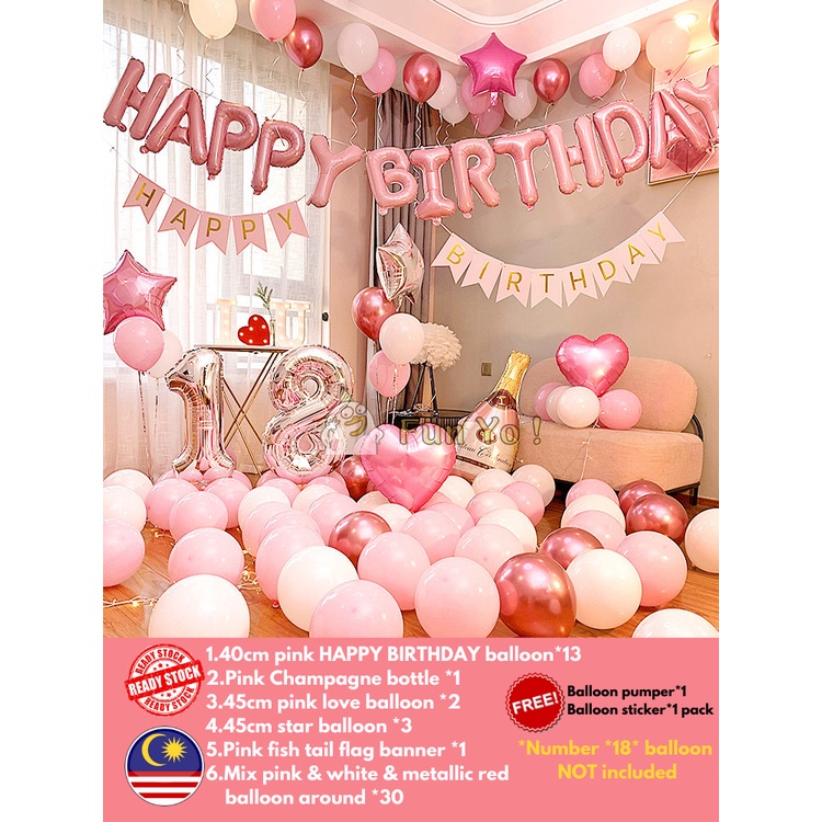 Happy Birthday Balloon All In One Set Party Decoration For Free Pump ...