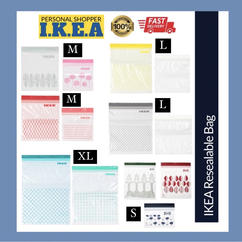 IKEA Istad Resealable Bag Ziplock Zip Lock Food Storage Reusable beg ...