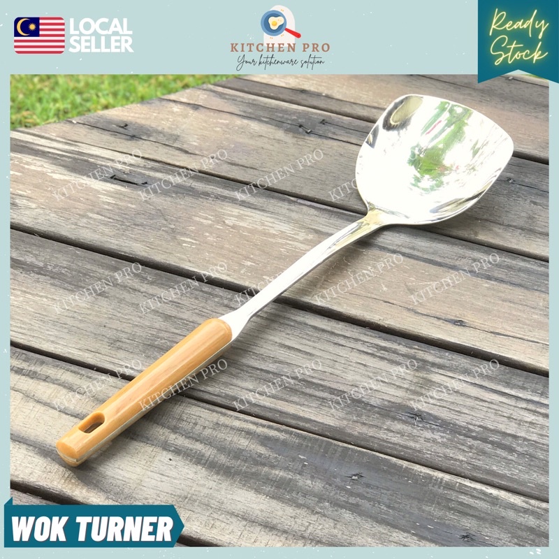 𝐊𝐈𝐓𝐂𝐇𝐄𝐍 𝐏𝐑𝐎 | Stainless Steel Brown Series Turner /Ladle / Kitchen Wok ...