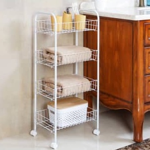 (MATAHARA) Informa Storage Trolley with 4 Stacking Shelves with Wheels ...