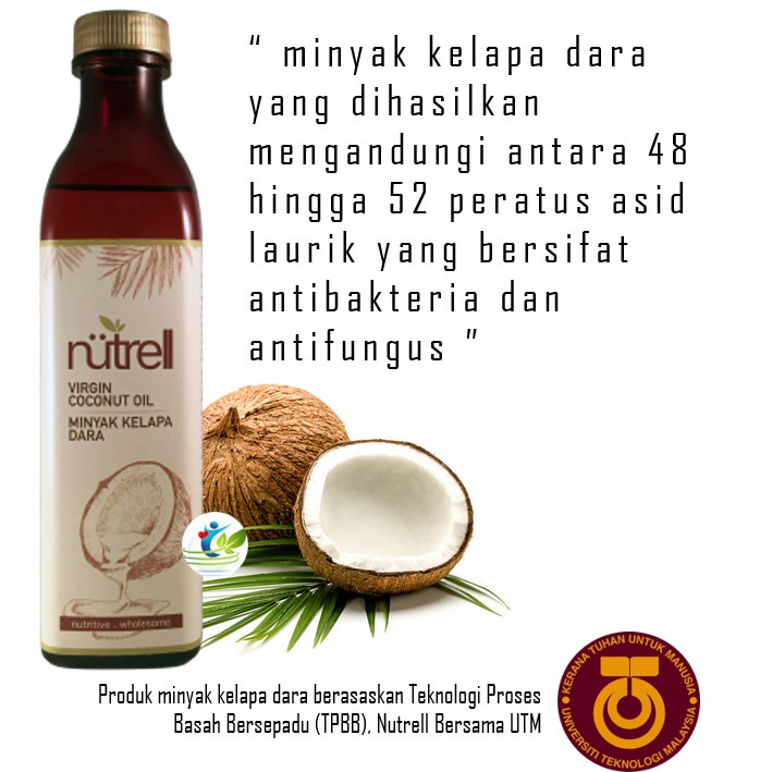 💥 UTM Virgin Coconut Oil 400ml 💥 Best Aroma, Sweet Taste - Minyak Kelapa Dara UTM - Nutrell VCO ...