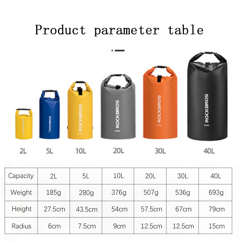 【MY Delivery】ROCKBROS Outdoor Ocean Pack Waterproof Dry Bucket Bag (2L/5L/10L/20L/30L/40L ...