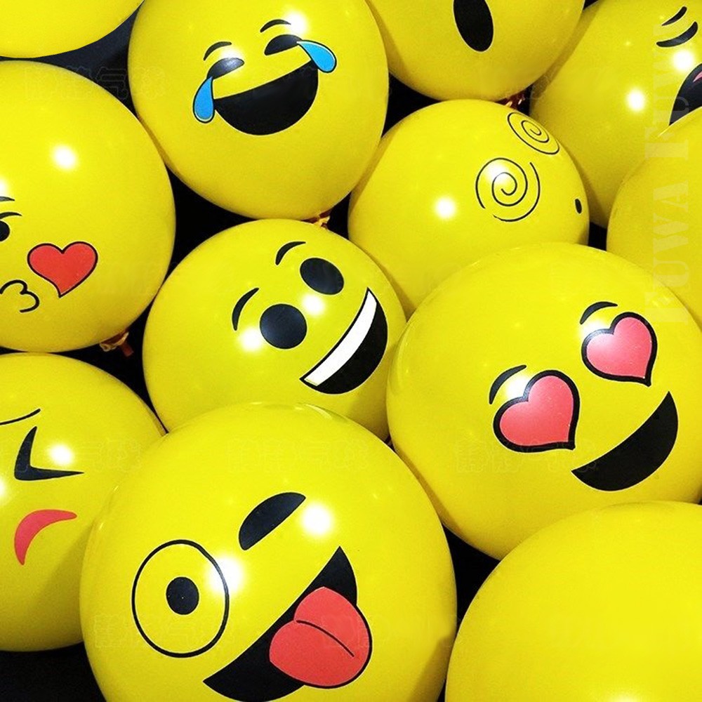12 Inch Yellow Emoji Balloons Smiley Face Expression Latex Belon Kids ...