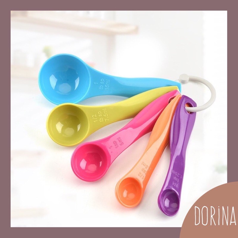 5pcs/set Measuring Spoons Colorful Plastic (1 / 2.5 / 5 / 7.5/ 15ml) Measure Spoon Super Useful ...