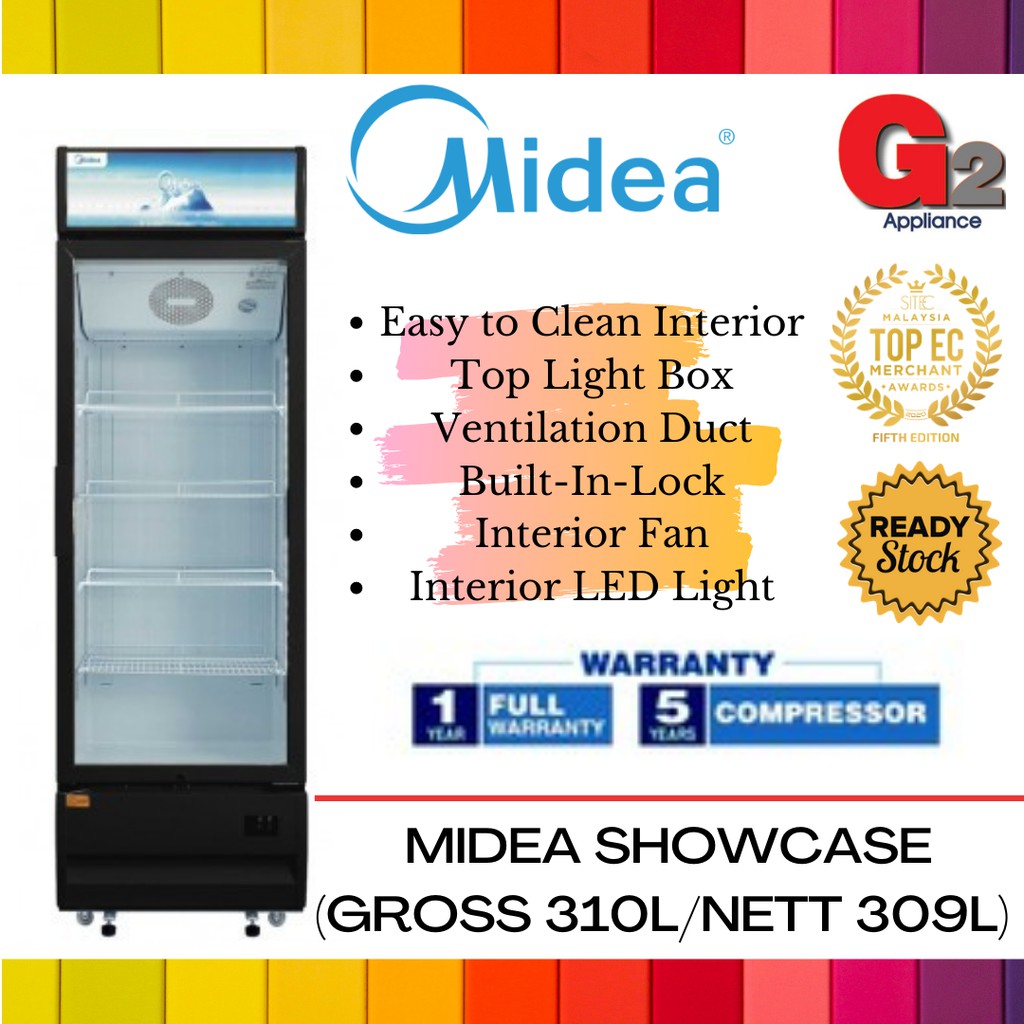 MIDEA (Ready Stock) 310L SHOWCASE CHILLER -MD-RZ432FGG30 -MIDEA ...