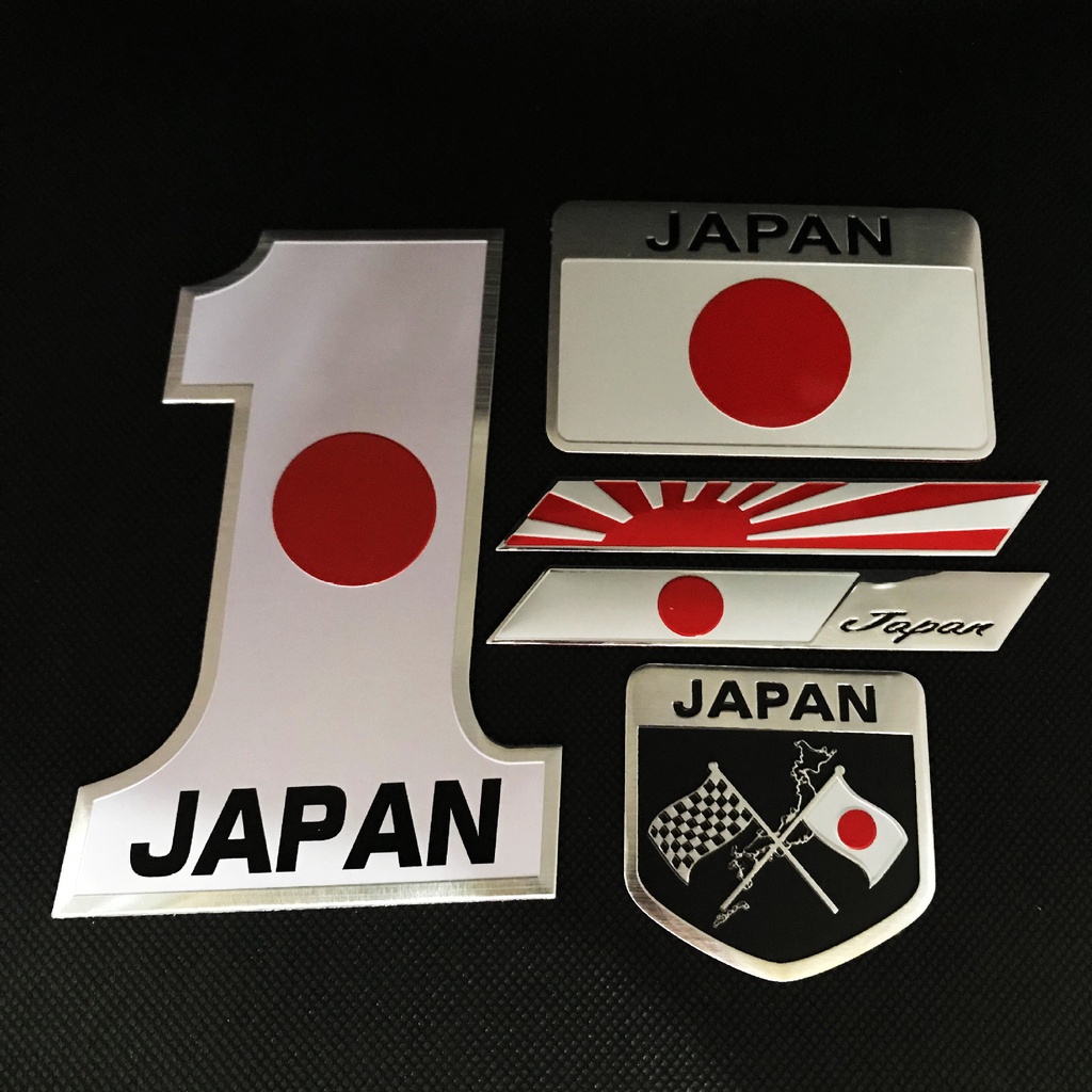 Japanese Flag Car Sticker JAPAN Metal Label Red Sun National Map ...