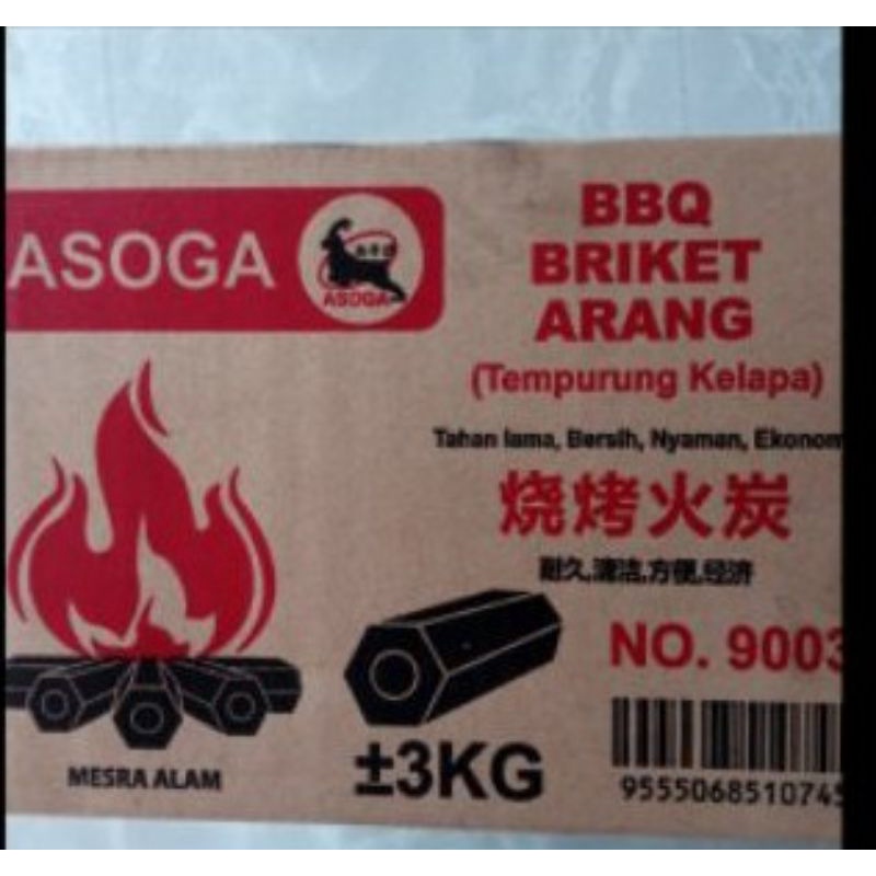 ASOGA 3Kg BBQ Charcoal Briquette/ Arang Tempurung Kelapa/ Coconut Shell Charcoal | Shopee Malaysia