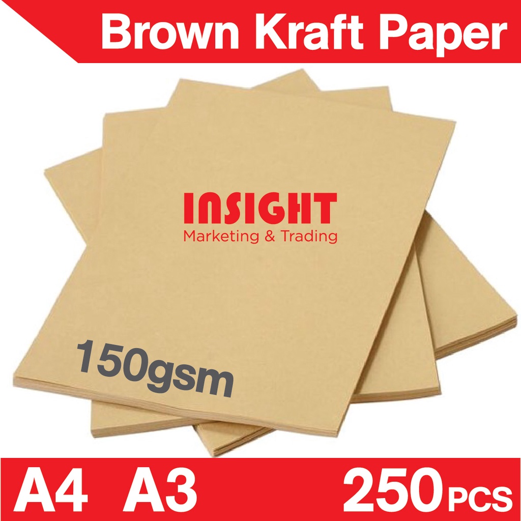 Natural Brown Kraft Paper 150gsm 250's A5 A4 A3 Card Craft Tag DIY Menu ...