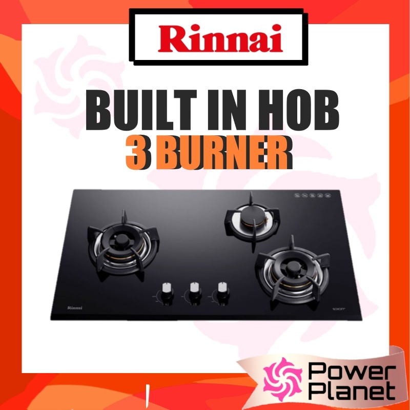 Rinnai Gas Hob RB93UG 3 Hyper Burner 5.5kw RB-93UG (Flexible Cut Out Size) / RB-92G 2-Hyper ...