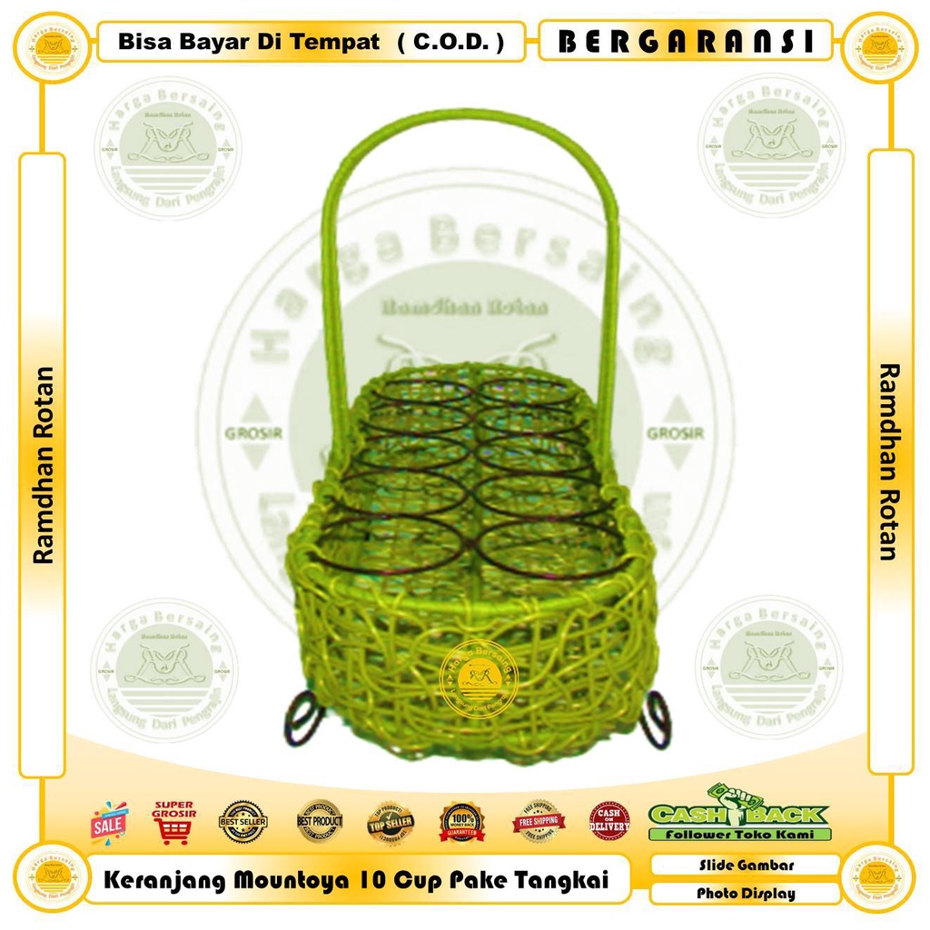 10-cup Mountoya Glass Basket With Stem Material Synthetic Rattan Woven ...