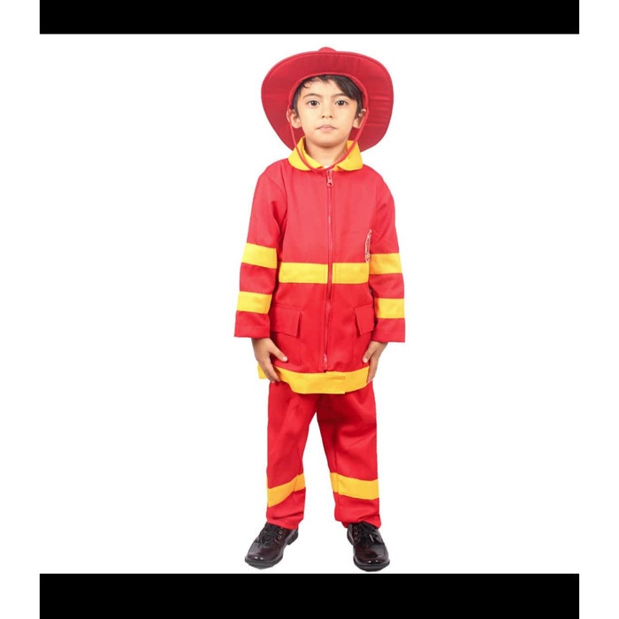 MERAH Red Fireman Uniforms 3-12 Years Old Professional Costume | Shopee ...