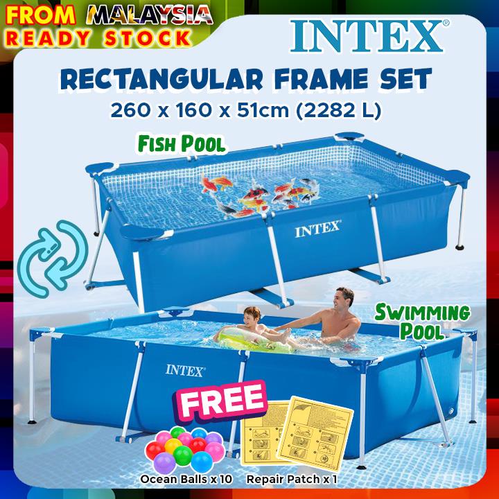 INTEX 28271 (NP296) 2.60Meter Rectangular Frame PVC Pipe Bracket Family ...