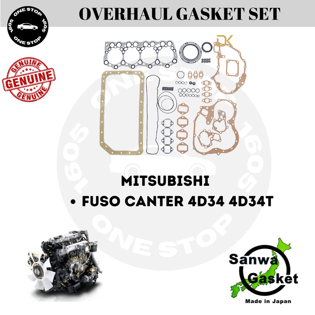 MITSUBISHI FUSO CANTER 4D34 4D34T OVERHAUL GASKET SET JAPAN SANWA ...