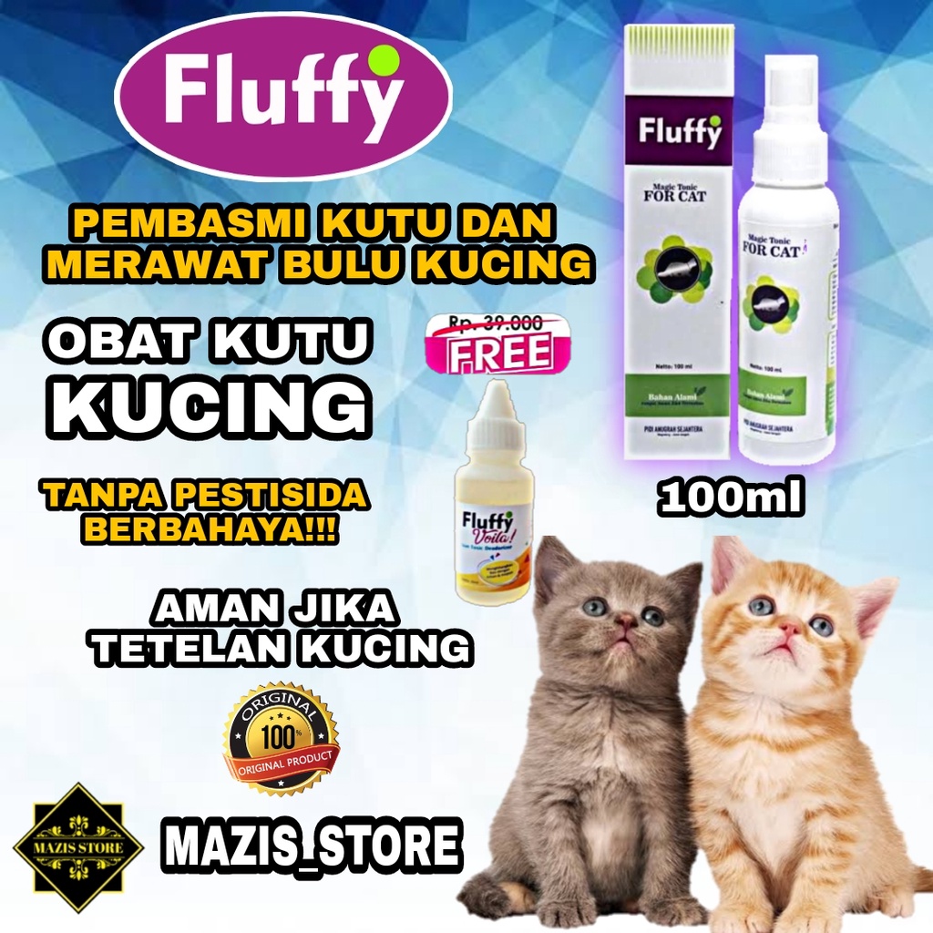 Cat FLEA MEDICINE SCABIES FLUFFY MAGIC TONIC CAT 100ML SAFE ORIGINAL ...