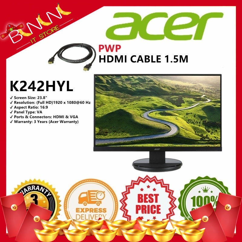 Acer K242HYL H | KB242Y H | EK241Y 23.8" FHD 1MS Freesync Led Monitor ...
