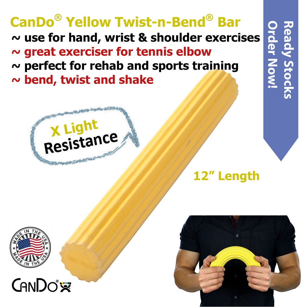 Cando 12" Twist N Bend Bar Hand Wrist Shoulder Exercise I 6 Different ...