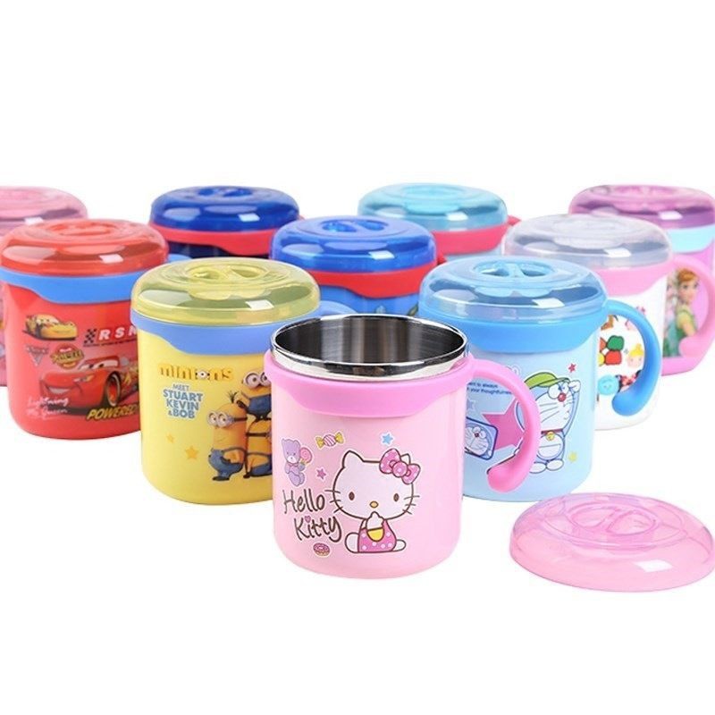 280ML 304 Stainless Steel Cartoon Cup With Lid Minion Pony Doraemon ...
