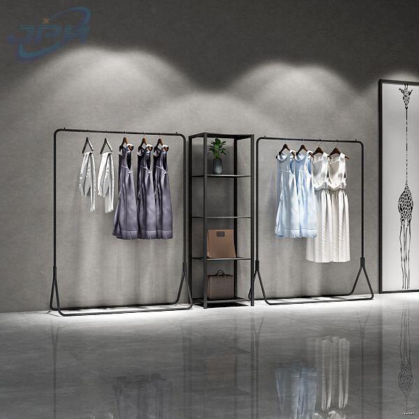 Wrought iron clothing store display racks, men s and women shelves hang ...