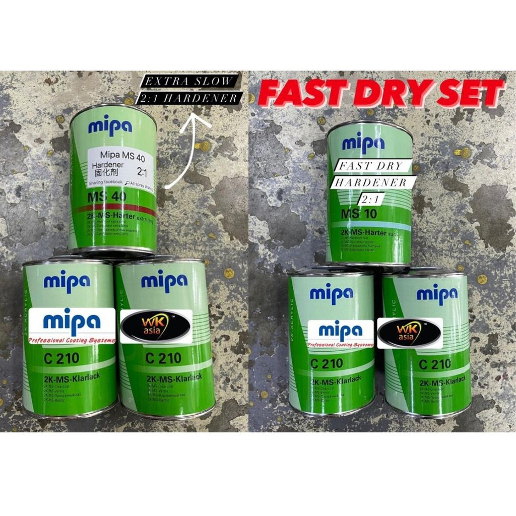 MIPA CLEARCOAT 2:1 C210 (1L) + MS40 (500ML)/ FAST DRY MS10(500ML ...