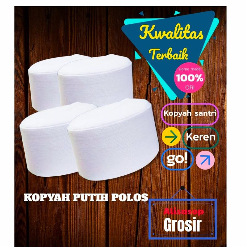 PUTIH Plain White Hajj Skullcap/peci santri | Shopee Malaysia