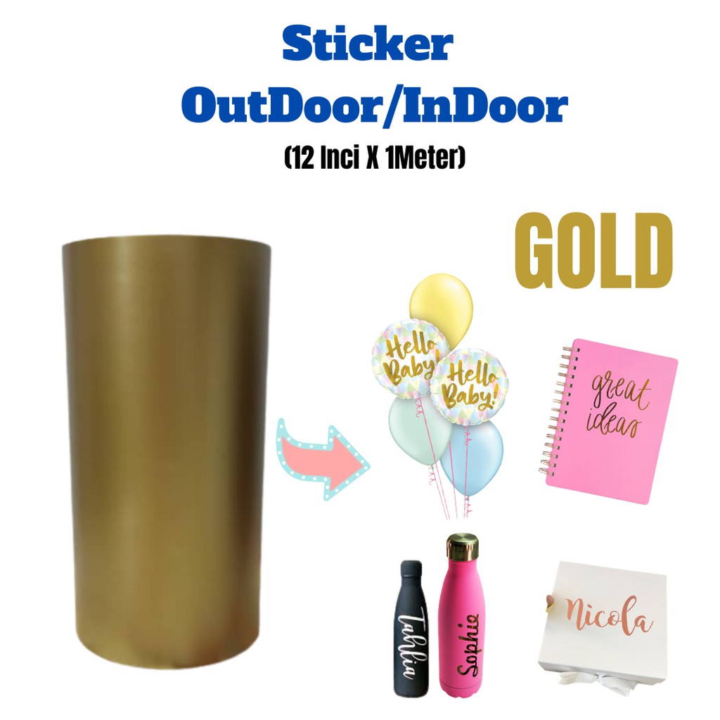 Sticker Balloon For Balloon Party Decorations - GOLD (12 Inci x 1 Meter ...