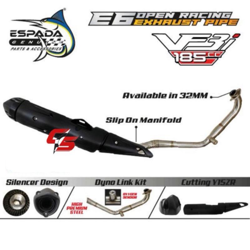 Espada Standard Racing Exhaust E7 E6 BP1 BP2 BACK PRESSURE RS150 RSX VF3I LC135 V8 FI Y15ZR Y15 ...