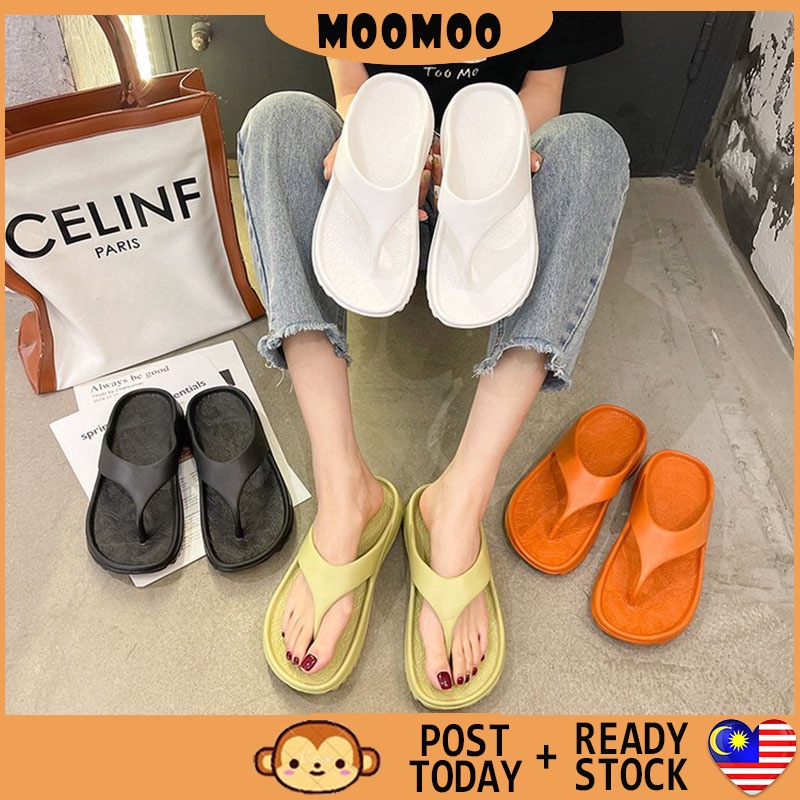 READY STOCK MOOMOO Summer New Four-Color Couple Flip-Flops Korean ...