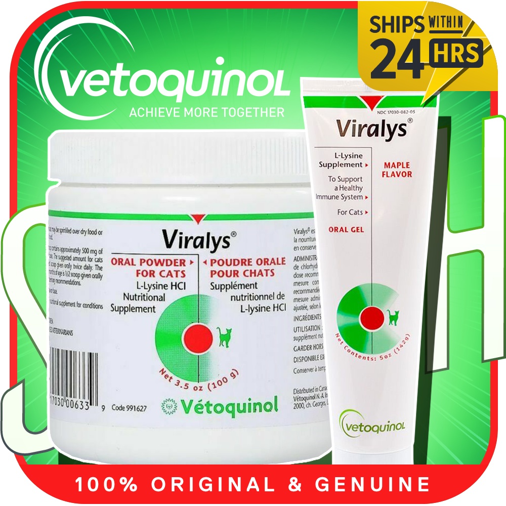 GENUINE Vetoquinol Viralys L-Lysine Supplement for Cats | Powder / Gel ...