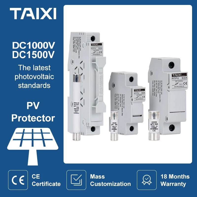 Solar PV Fuse holder dc isolator DC1000V DC1500V 1P 10A 15A 63A 40A 32A ...