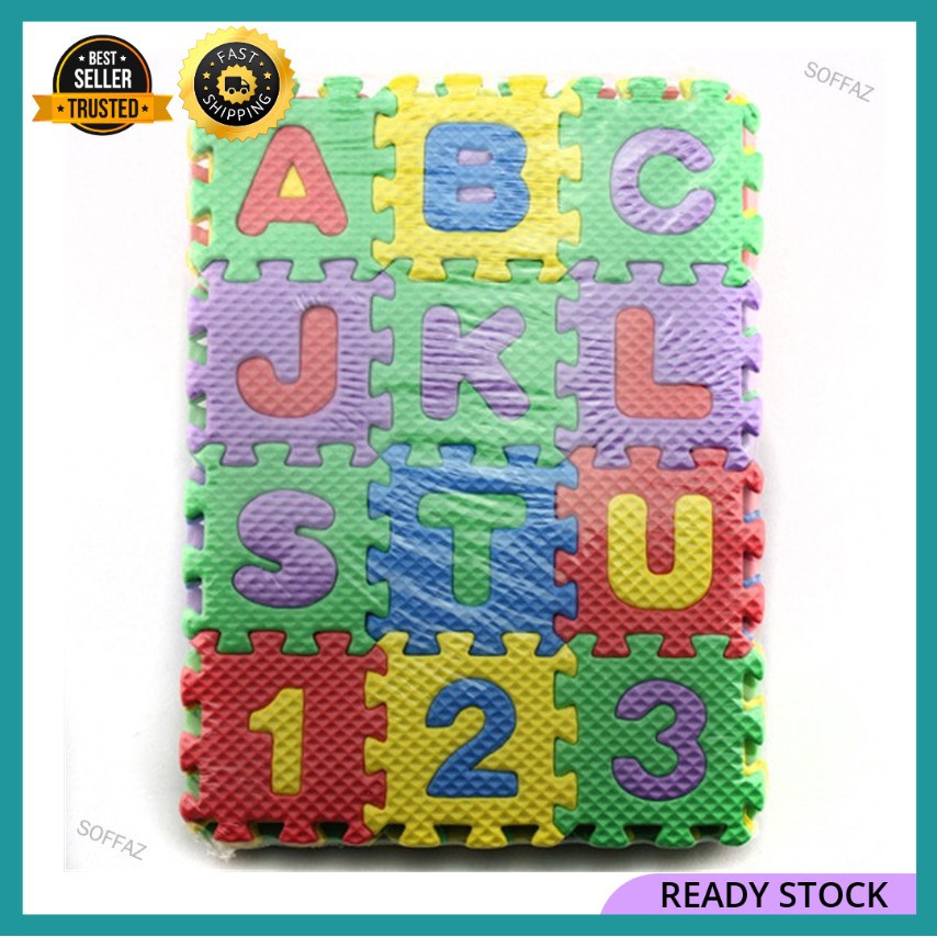 36 Pieces Child Cartoon Letters Numbers Foam Play Puzzle Mat Floor ...