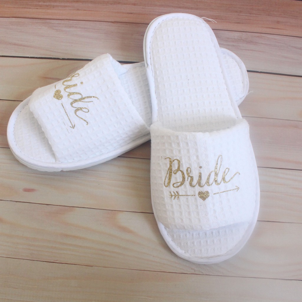 White Wedding slippers party slippers bride bridesmaid dressing ...