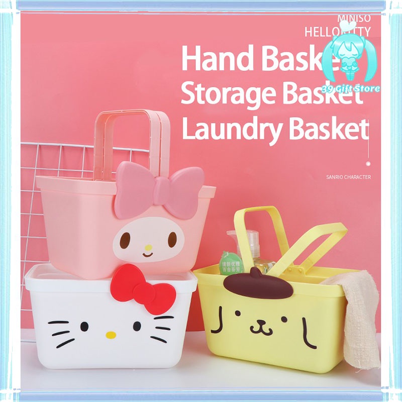 Miniso Sanrio Cute Storage Basket 三丽鸥 可爱手提篮 收纳衣服杂物零食 | Shopee Malaysia
