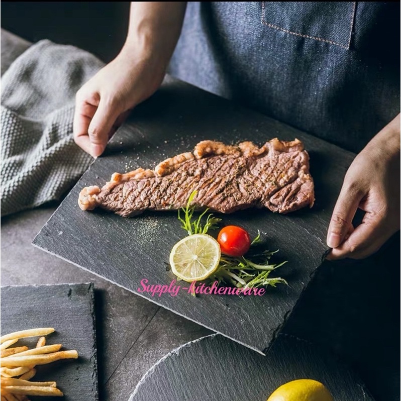 Square Natural Rock Stone Plate Steak Plate Burger Plate Food Plate ...