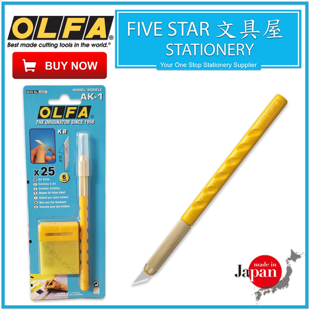 fivestar2u Olfa AK-1 Standard Art Knife Hobby Craft & Utility Knives Kraft Stationery Pisau Mata ...