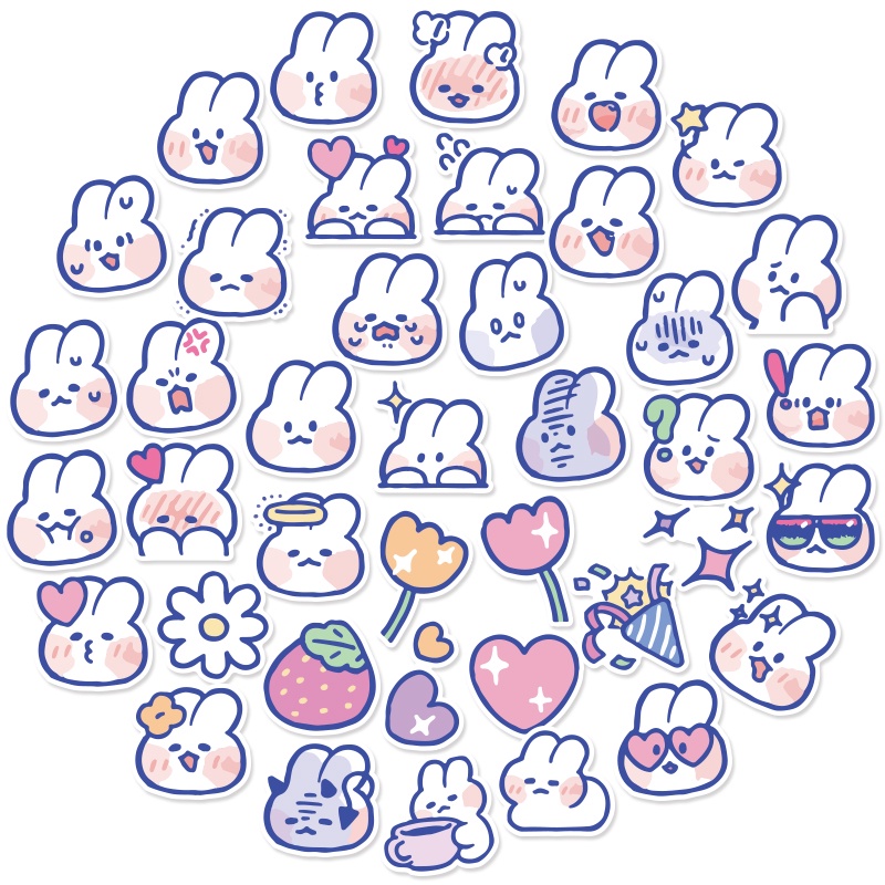 40 pcs Cute Mongmong Rabbit Cartoon Waterproof Scrapbook Stickers (A) | Shopee Malaysia