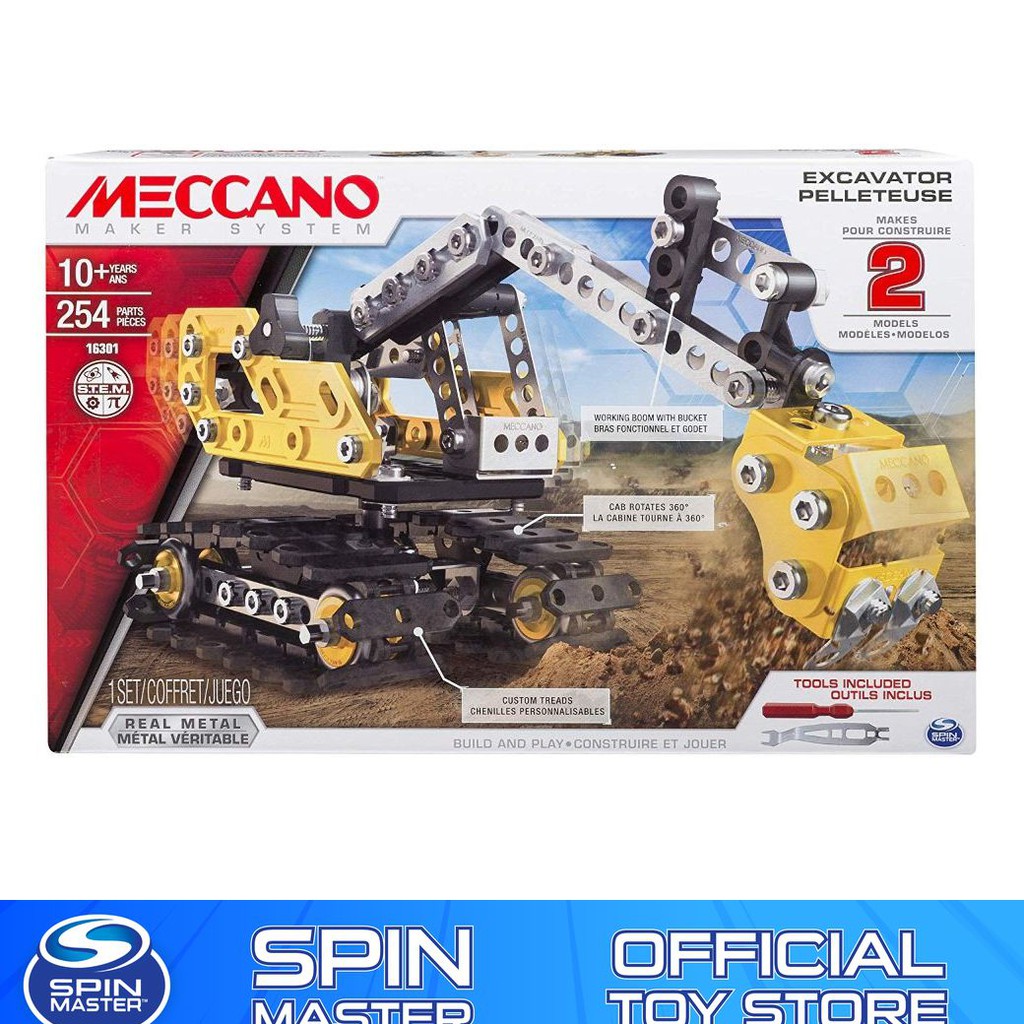 [Original] Meccano 2-in-1 Model Set Excavator Toys for Kids Boys Girls ...