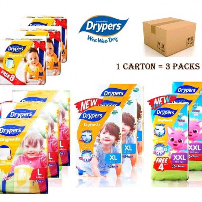 DRYPERS DRYPANTZ-S/M/L/XL/XXL （3packs) | Shopee Malaysia