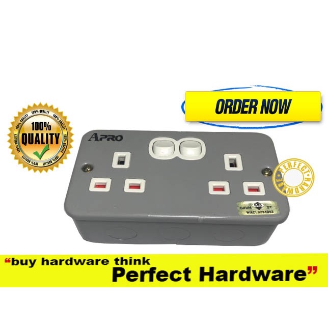 100% Sirim 2gang Metal Switch Socket 13Amp / Double Metal Clad Socket ...