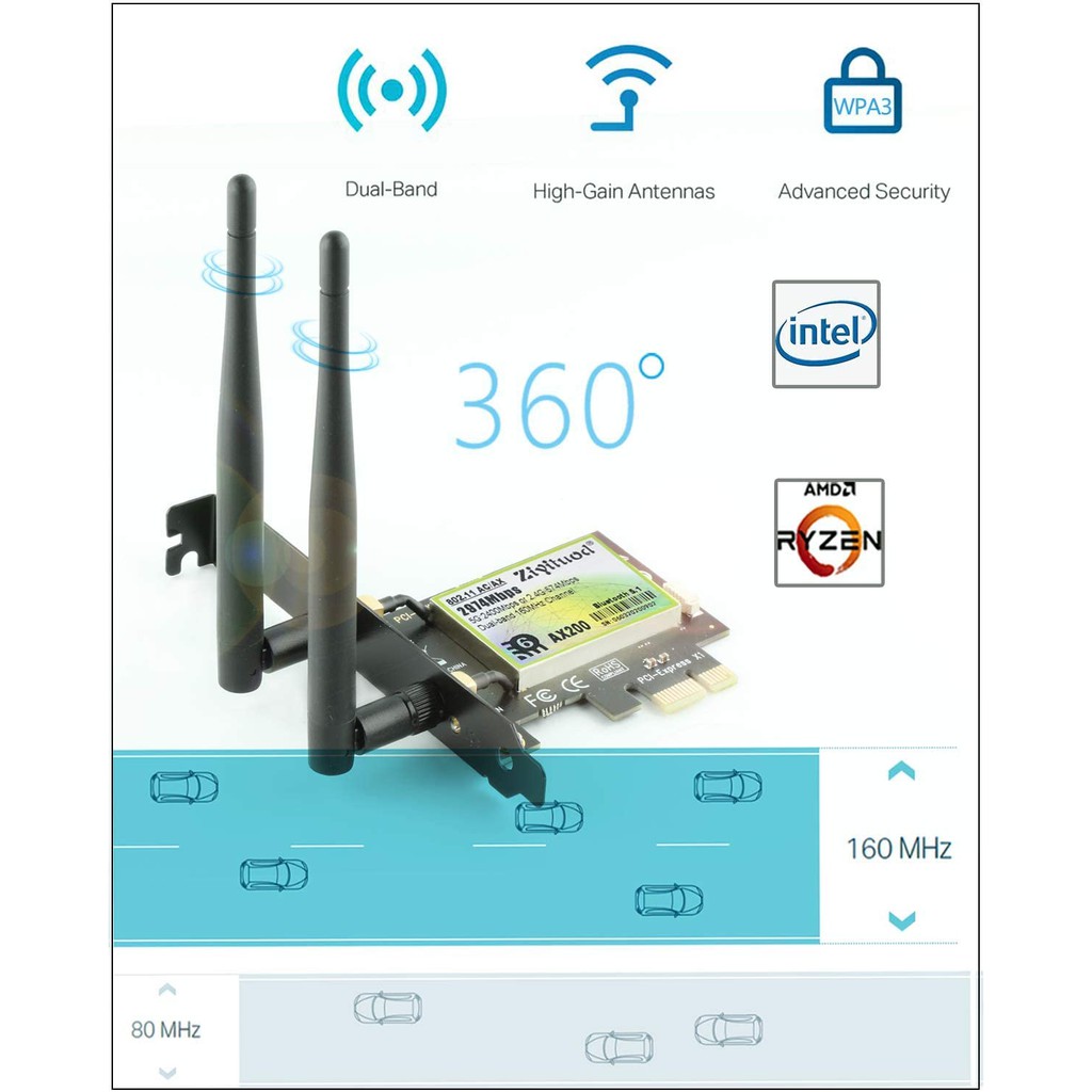 Lelong Price Ziyituod AX200 WiFi 6 Bluetooth5.1 PCIe WiFi Card | Up to ...