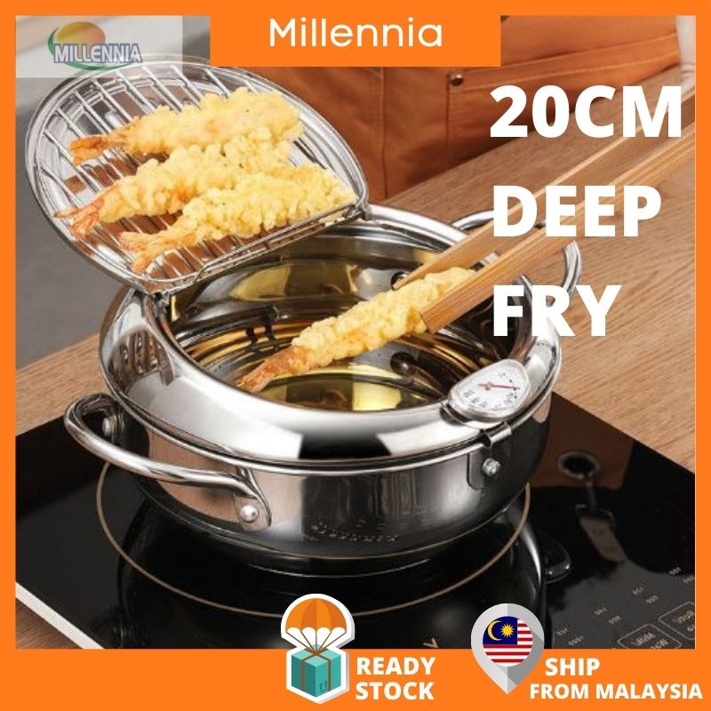 Tempura Deep Fryer Japanese Fryer Frying Pot Cooker With Thermometer ...