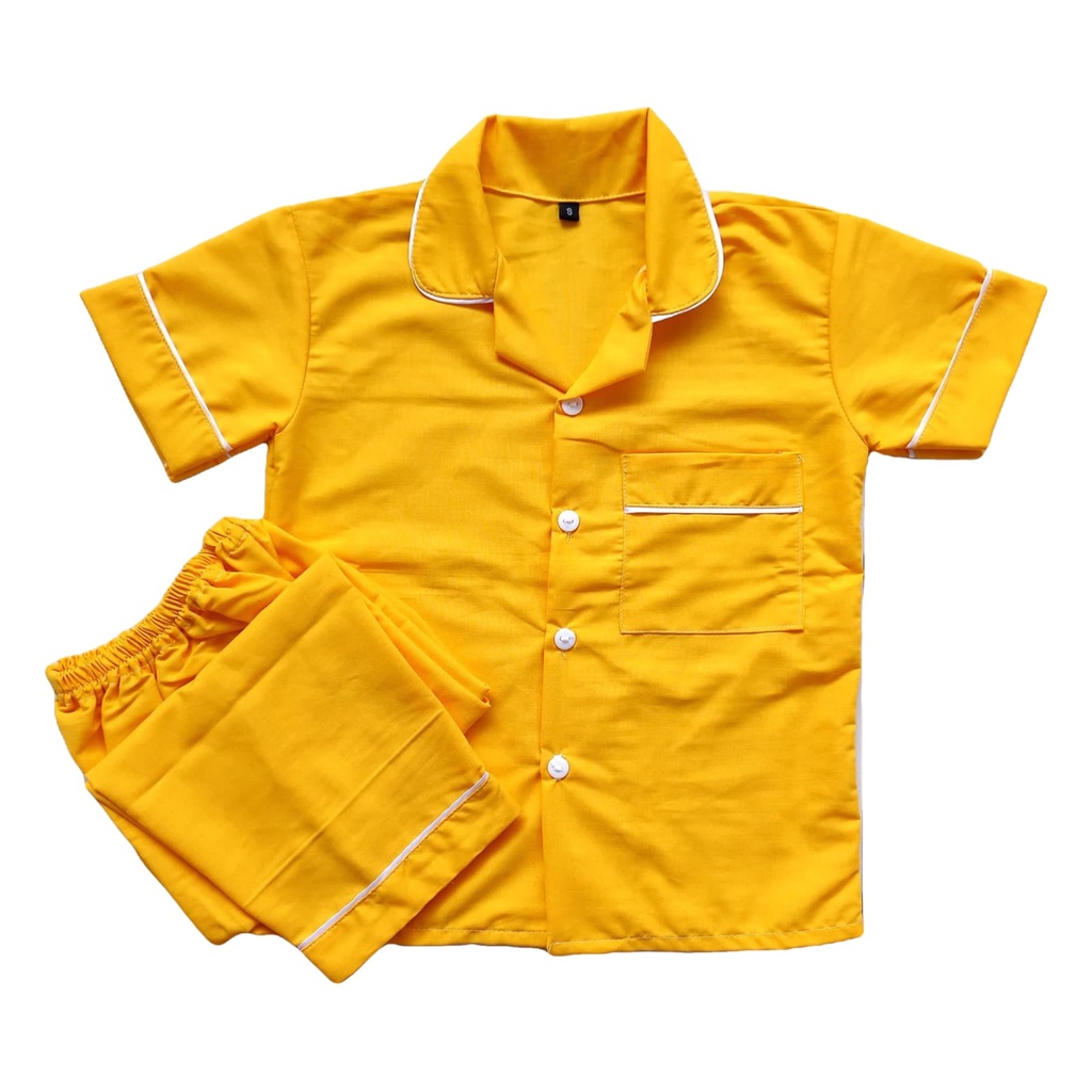 [KIDS] EXCLUSIVE BUTTON CARTOON PYJAMAS~PYJAMAS BUTANG ~ PLAIN YELLOW ...