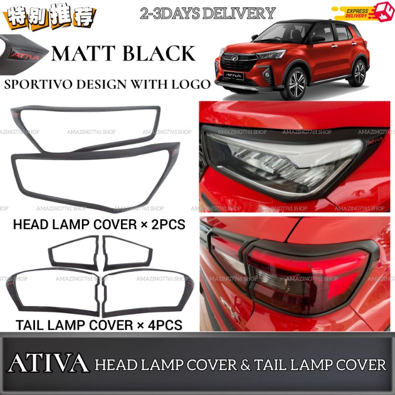 AMAZING PERODUA ATIVA MATT BLACK HEAD LAMP TAIL LAMP COVER SPORTIVO ...