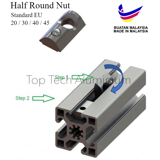 [Ready Stock] Half Round Nut for 20 (M3/M4/M5/M6) / 30 (M4/M5/M6/M8 ...